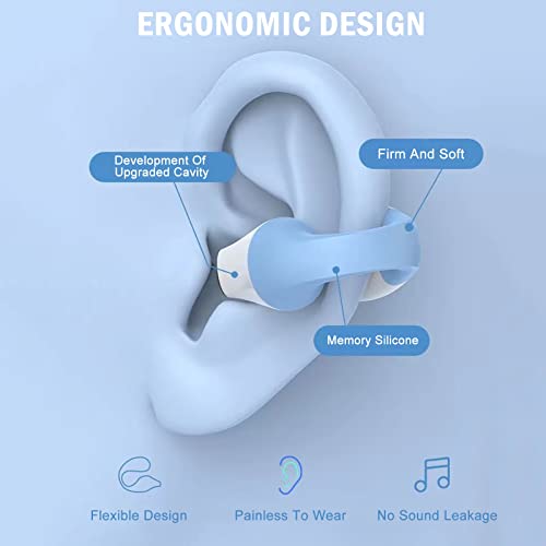 Mini Wireless Ear Clip Bone Conduction Earbuds Open Ear Headphones Bluetooth for Android iPhone, Clip On Sport Wireless Earbuds Waterproof Outer Headphones for Cycling Running Workout Ear Buds