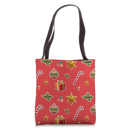 Xmas Decor Holiday Wrapping Paper Pattern Vintage Christmas Tote Bag