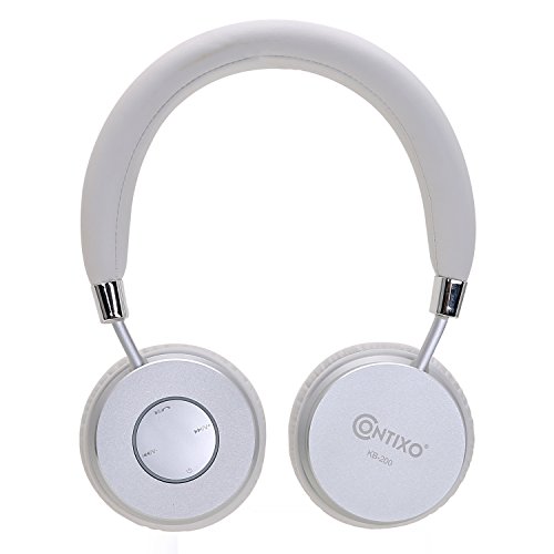 Contixo KB-200 Premium Kids Headphones with Volume Limit Controls (Max 85dB), Bluetooth Wireless Headphones Over-The-Ear with Microphone (White) - Best Gift