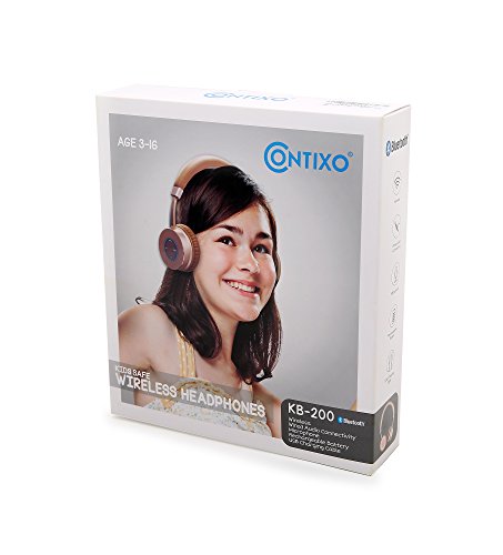 Contixo KB-200 Premium Kids Headphones with Volume Limit Controls (Max 85dB), Bluetooth Wireless Headphones Over-The-Ear with Microphone (White) - Best Gift