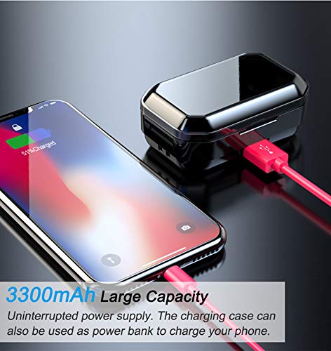 Xmythorig Ultimate True Wireless Earbuds Bluetooth 5.0 Headphones, IPX7 Waterproof Earphones for Sports, 110H Playtime w/ 3300mAh Charging Case, 3D Stereo Audio Touch Control in-Ear Headset w/Mic