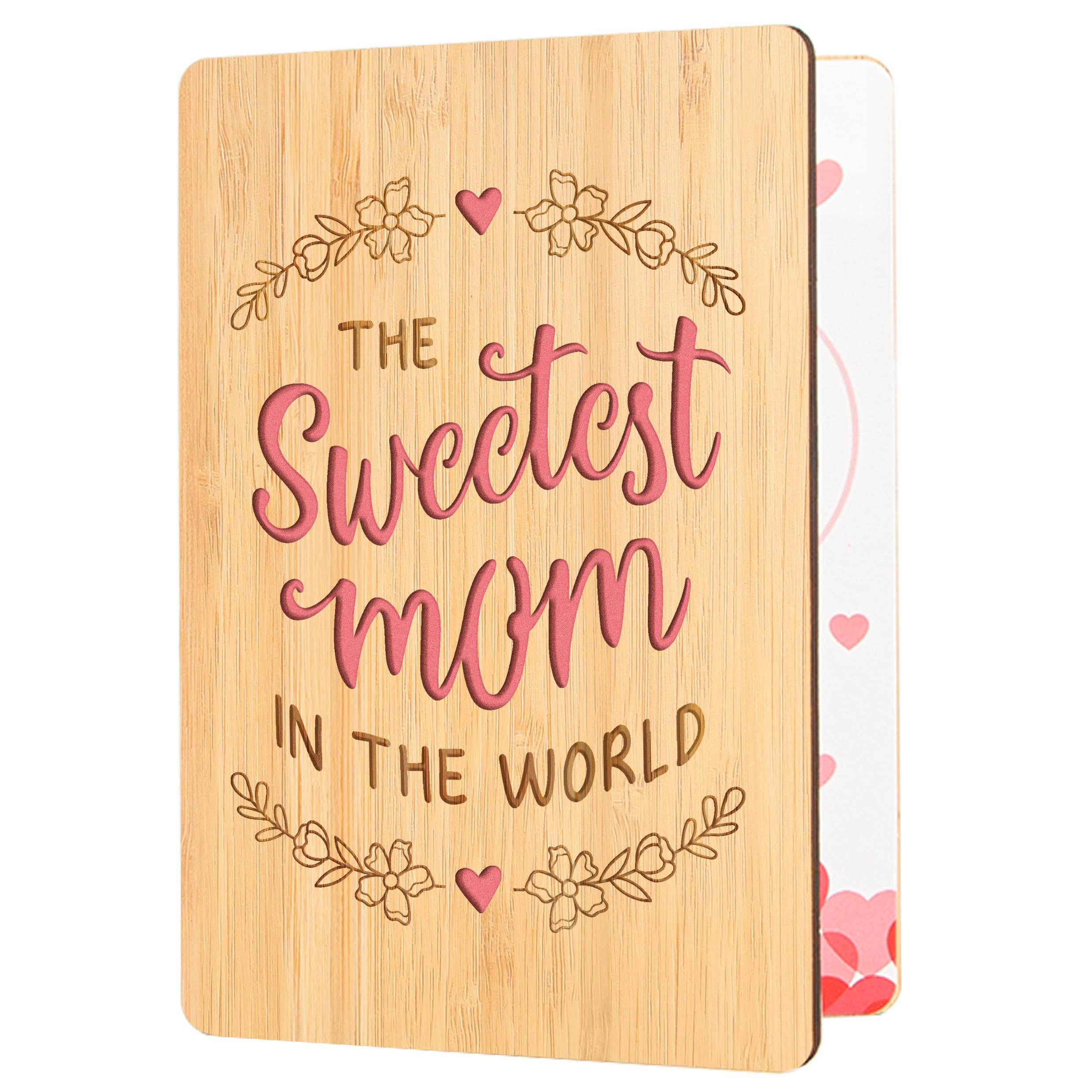 Birthday Card for Mom, Handmade Bamboo Mom Greeting Card, Special Birthday Card/Mothers Day Card/Retirement Card/Wedding Card/Christmas Card for Mom, Sweetest Mom Gift Card