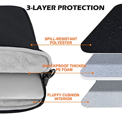 13 Inch Laptop Sleeve Shoulder Bag Compatible with MacBook 13.6" M2 A2681, 13.3 Air Pro M1/M2 A2338 A2337, 13.3" Chromebook Notebook Messenger Bag Carrying Case Briefcase for Men Women, Black