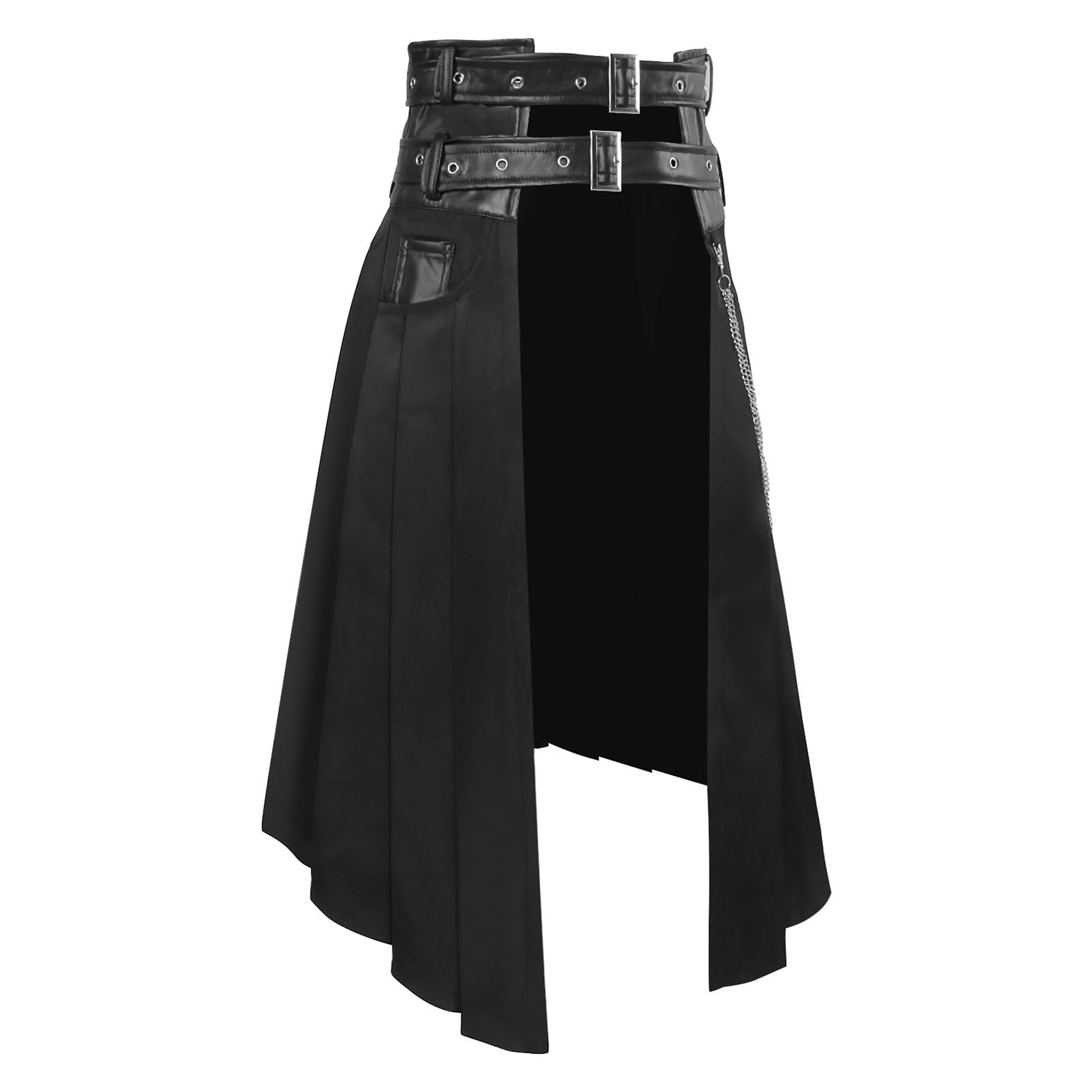 YYNS Pleated Half Skirt for Men Casual Scottish Style Solid Pocket Decorate Short Skirt Men's Kilts Irish Solid