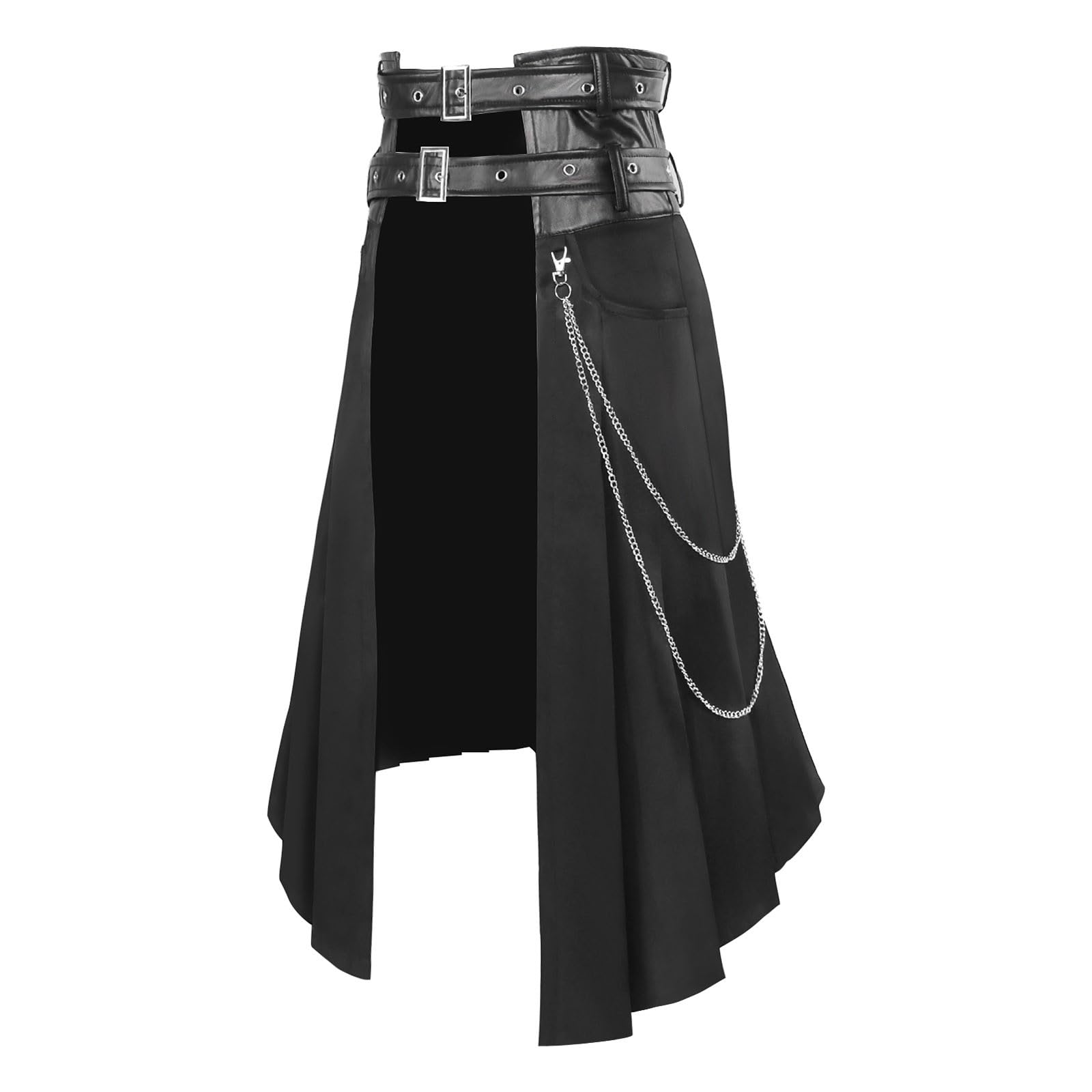 YYNS Pleated Half Skirt for Men Casual Scottish Style Solid Pocket Decorate Short Skirt Men's Kilts Irish Solid