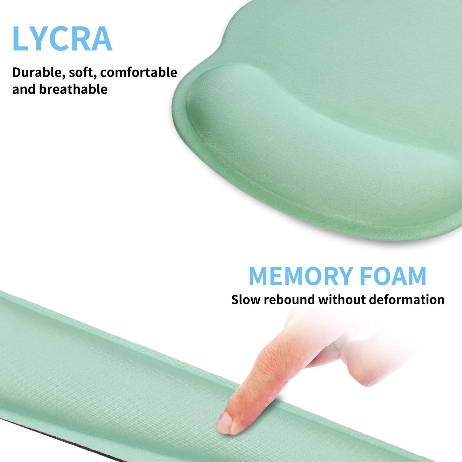 AORTDES Ergonomic Keyboard Mouse Pad Wrist Support Set - Anti-Slip Keyboard Mice Mat Wrist Rest for Laptop/Computer Gaming/Office - Comfortable for Easy Typing & Pain Relief(KWRP-Green)