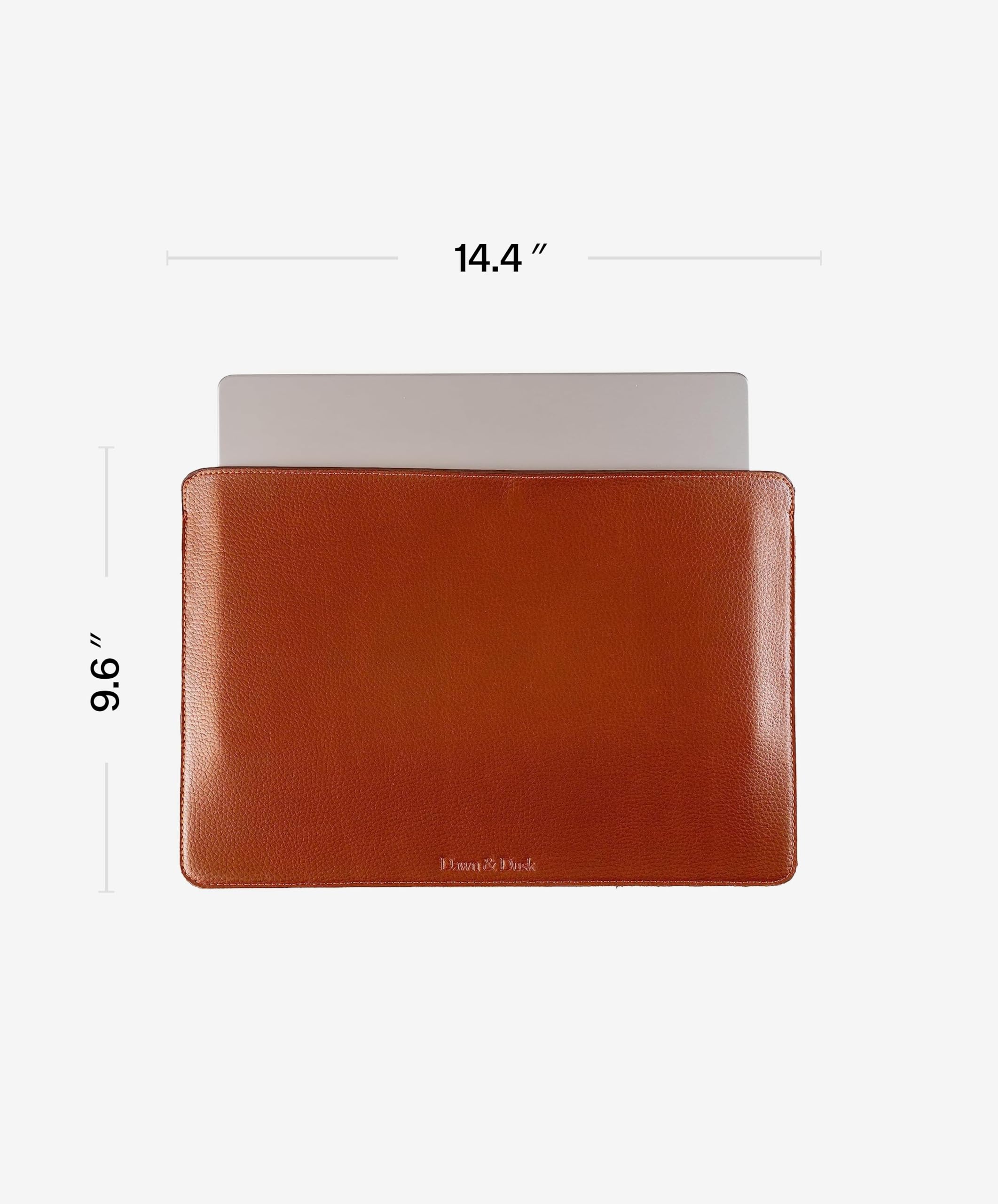 Dawn & Dusk 13 inch Laptop Sleeve Compatible with MacBook Pro & MacBook Air, PU Leather, Handmade, Slide-in Edition ©, Brown.