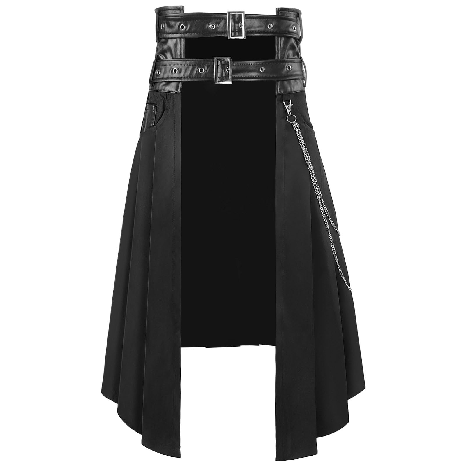 YYNS Pleated Half Skirt for Men Casual Scottish Style Solid Pocket Decorate Short Skirt Men's Kilts Irish Solid