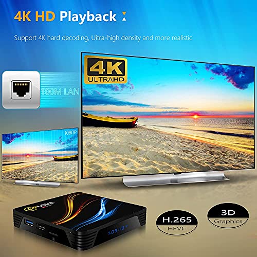 Android TV Box 11.0, 4GB RAM 32GB ROM RK3318 Quad Core 64bit Android Box Supports 2.4G+5G Dual WiFi Bluetooth 4.0 USB 3.0 Ultral 3D 4K Smart TV Box