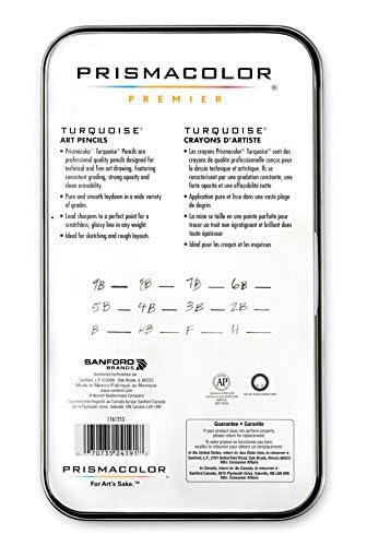Prismacolor Premier Turquoise Graphite Sketching Pencils, Soft Leads, 12 Count