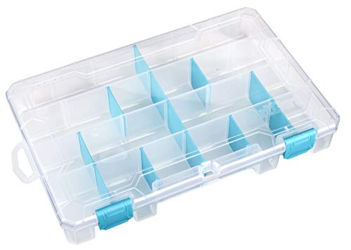 ArtBin 6847AG Medium Anti-Tarnish Box with Removable Dividers, Jewelry & Craft Organizer with Anti-Tarnish Technology, [1] Plastic Storage Case, Clear with Aqua Accents