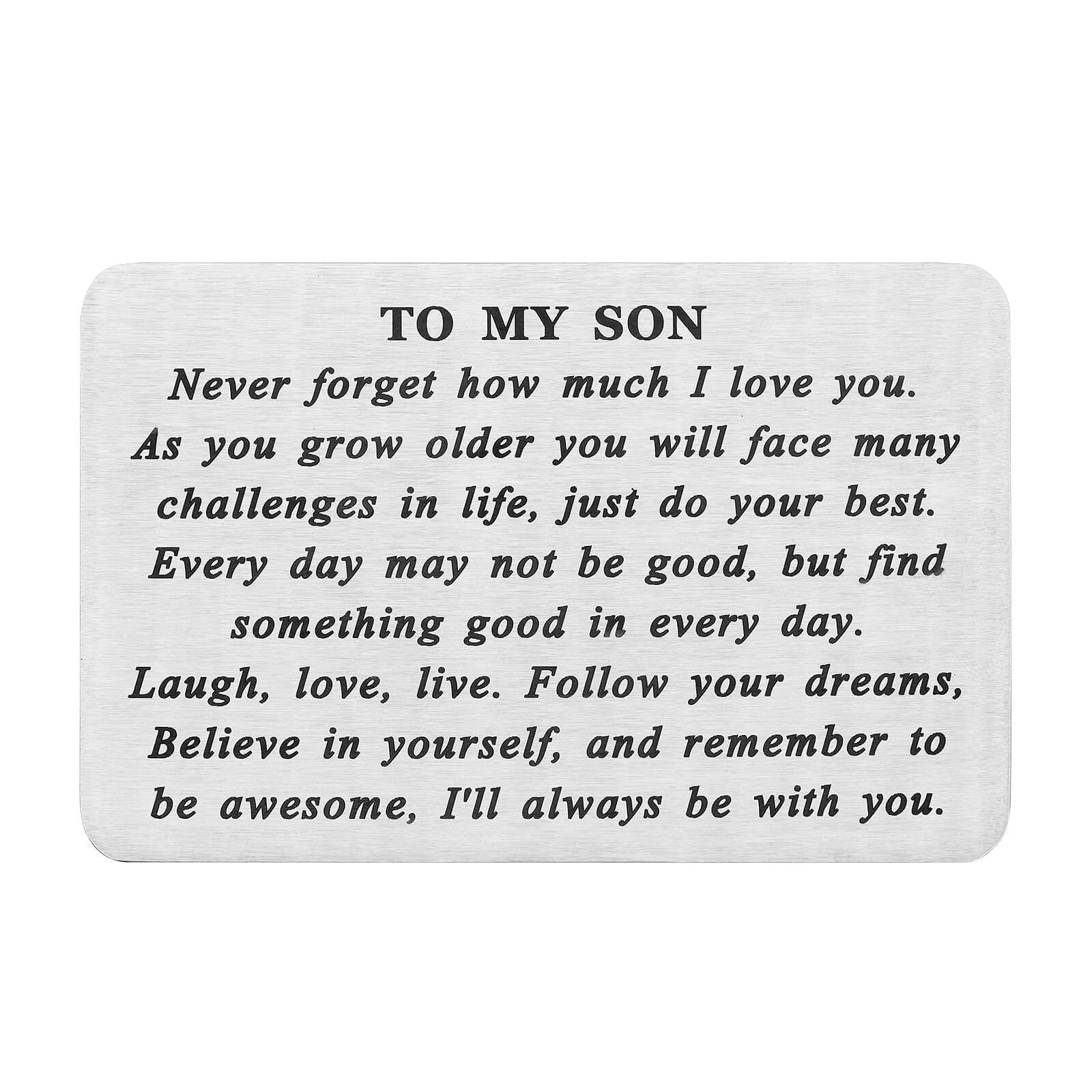 YYQX Son Gifts from Mom To My Son Wallet Card Inspirational Encouragement Graduation Birthday Back To School Gifts for Son Boys Men