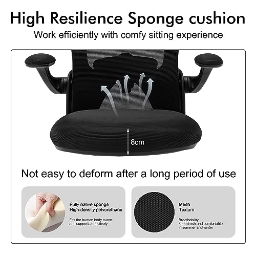Apusen Ergonomic Home Office Desk Chairs Comfy Computer Gaming Chairs Mesh Arm Swivel Chairs of Adults for Home Office Bedroom(Black)
