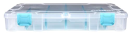 ArtBin 6847AG Medium Anti-Tarnish Box with Removable Dividers, Jewelry & Craft Organizer with Anti-Tarnish Technology, [1] Plastic Storage Case, Clear with Aqua Accents