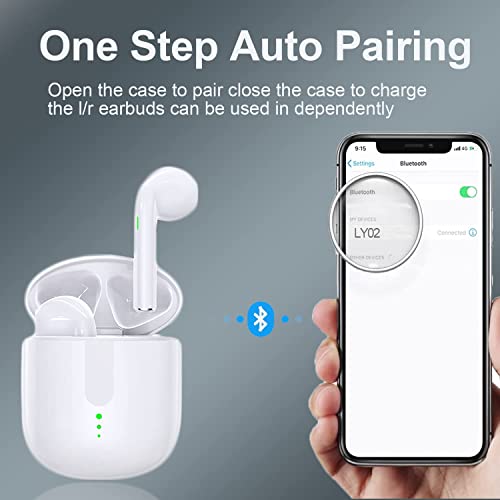 Wireless Earbuds,Bluetooth 5.3 Noise Cancelling Earbuds,Bluetooth Headphones 3D HIFI Stereo Bass, IPX7 Waterproof Sports Touch Control with USB-C Fast Charge Mini Charging Case for Android ios