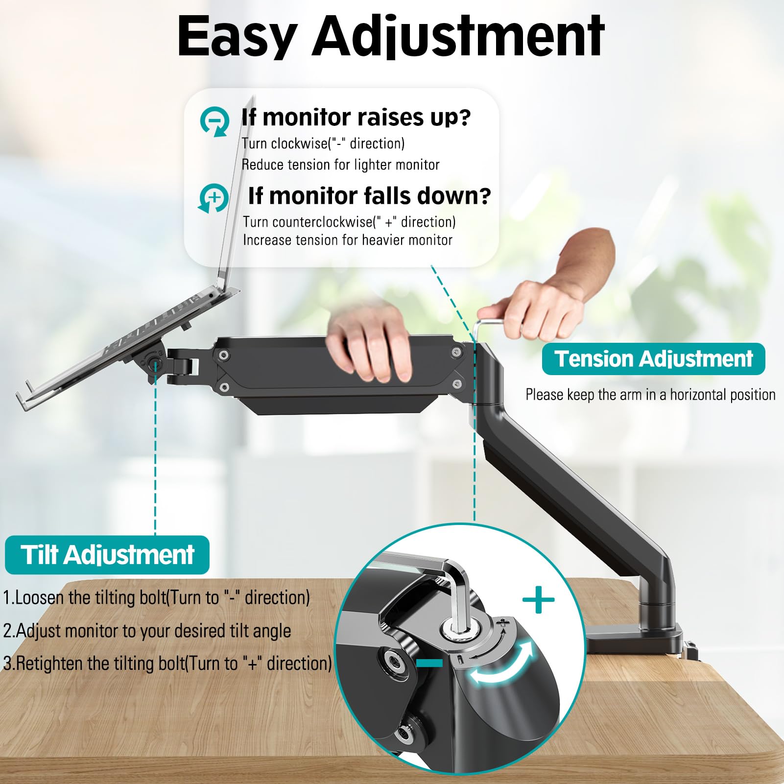 MOUNT PRO Laptop Stand Desk Mount, 2 in 1 Function Monitor Laptop Mount, Aluminum Laptop Arm Fits Max 17" Notebook and 32" Computer Screen, Single Monitor Mount with Laptop Tray, Holds up to 17.6lbs