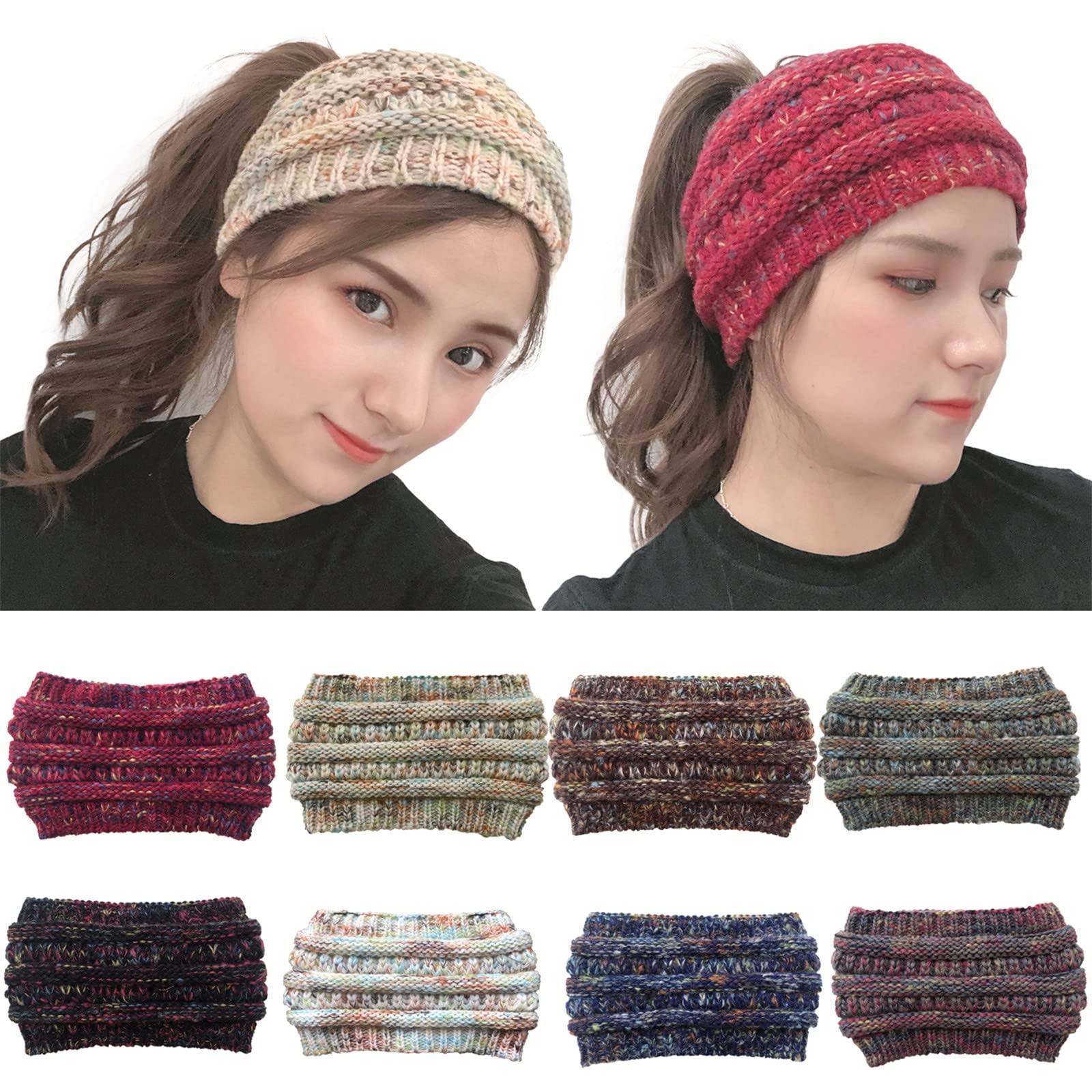tuduoms Womens Cable Knit Headband Fleece Lined Winter Ear Warmer Tie Dye Headband Wrap for Christmas Valentine’s Day Giving Red