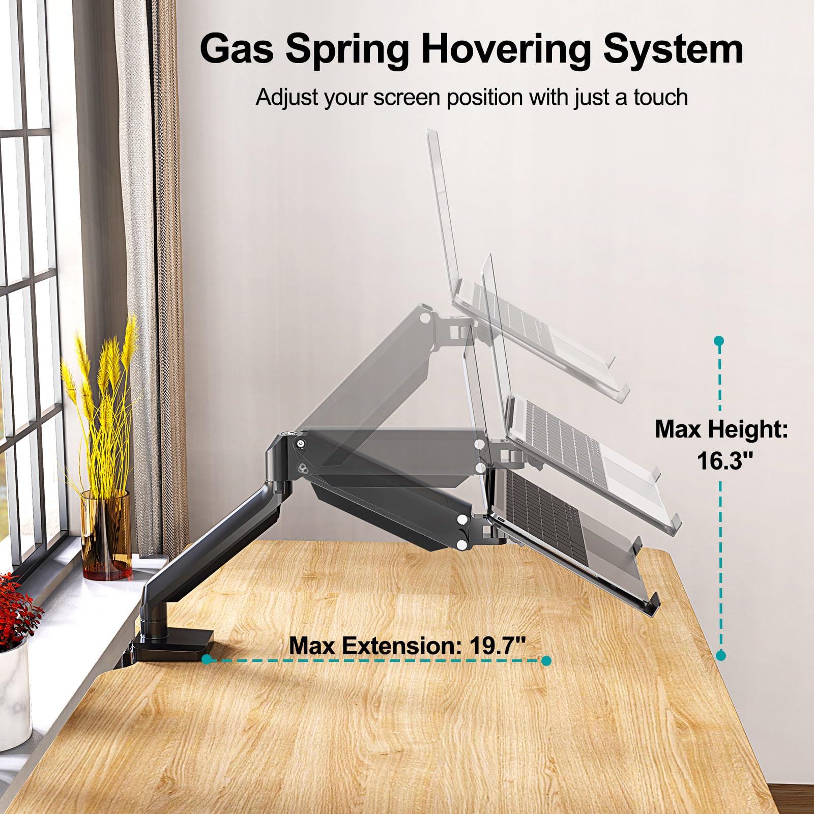 MOUNT PRO Laptop Stand Desk Mount, 2 in 1 Function Monitor Laptop Mount, Aluminum Laptop Arm Fits Max 17" Notebook and 32" Computer Screen, Single Monitor Mount with Laptop Tray, Holds up to 17.6lbs