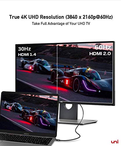 uni USB C to HDMI Cable for Home Office 6ft (4K@60Hz), USB Type C to HDMI Cable, Thunderbolt 4/3 Compatible with MacBook Pro 2021/2020, MacBook Air,iPad Pro 2021, Surface Book 2, Galaxy S22 and More