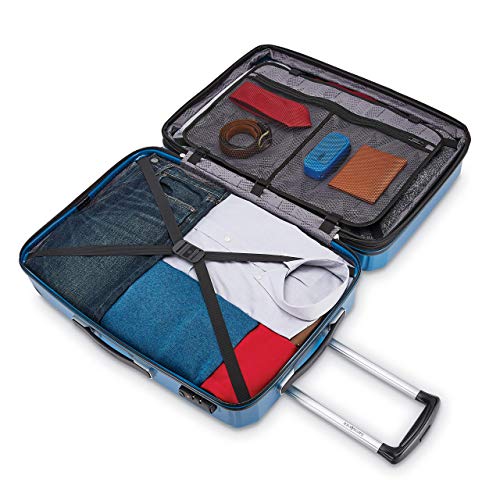 Samsonite Winfield 3 DLX Hardside Expandable Luggage with Spinners, Blue/Navy, Checked-Large 28-Inch