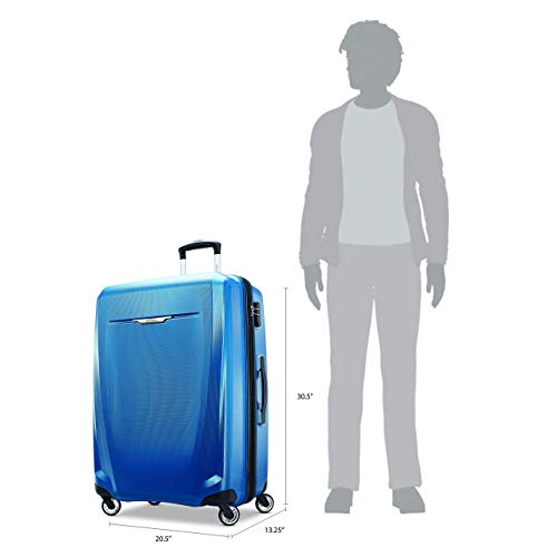 Samsonite Winfield 3 DLX Hardside Expandable Luggage with Spinners, Blue/Navy, Checked-Large 28-Inch