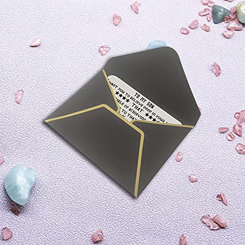 Engraved Wallet Card Insert for Son from MomEngraved Wallet Card Inserts with Inspirational Quotes, Christmas, Birthday, Graduation, Gift Ideas Inspirational Birthday Gifts for Son (Black)