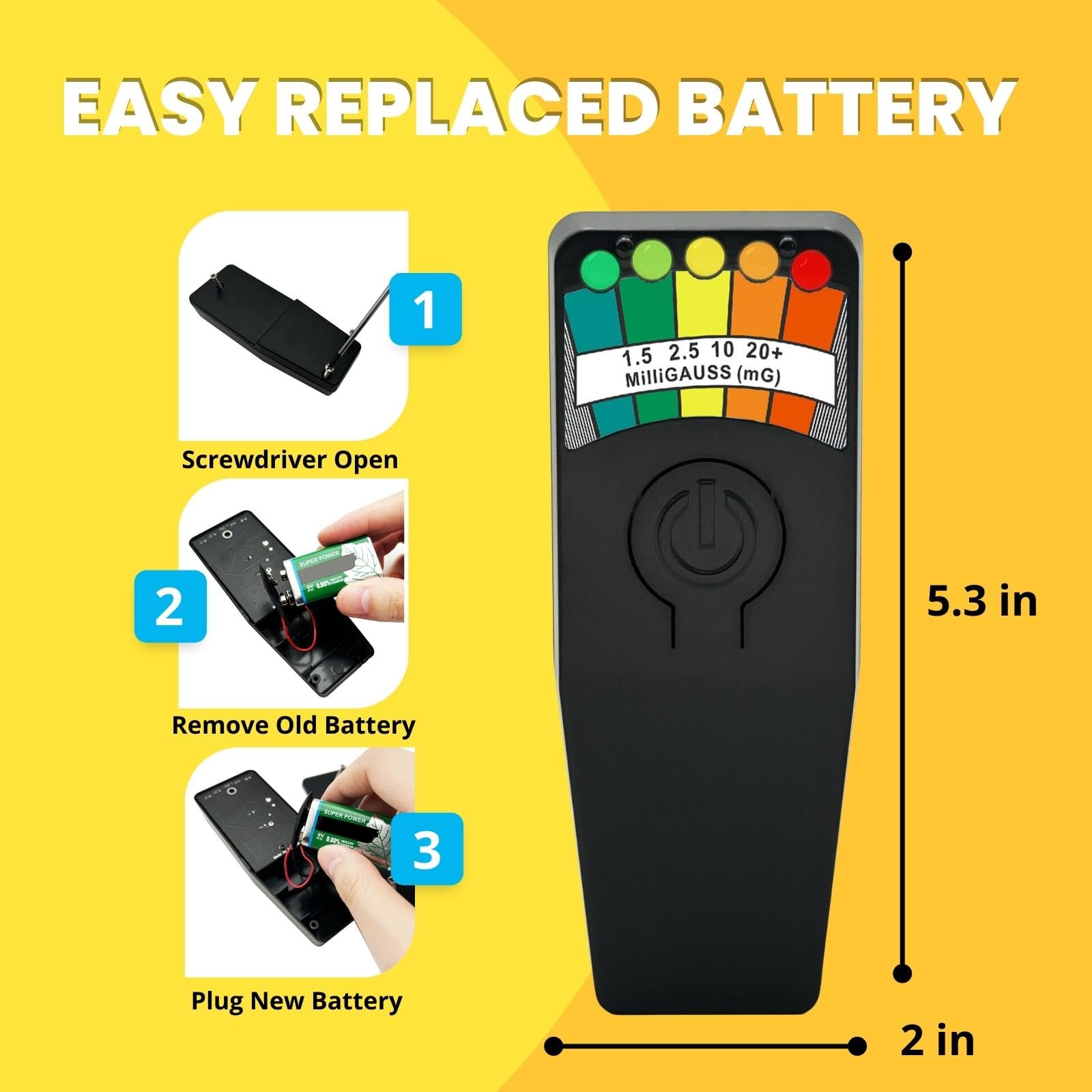 Gurtice 2 Pack Black EMF Meter Ghost Hunting Magnetic Field Detector Spirit Box Paranormal Equipment Tester 50Hz-20,000Hz