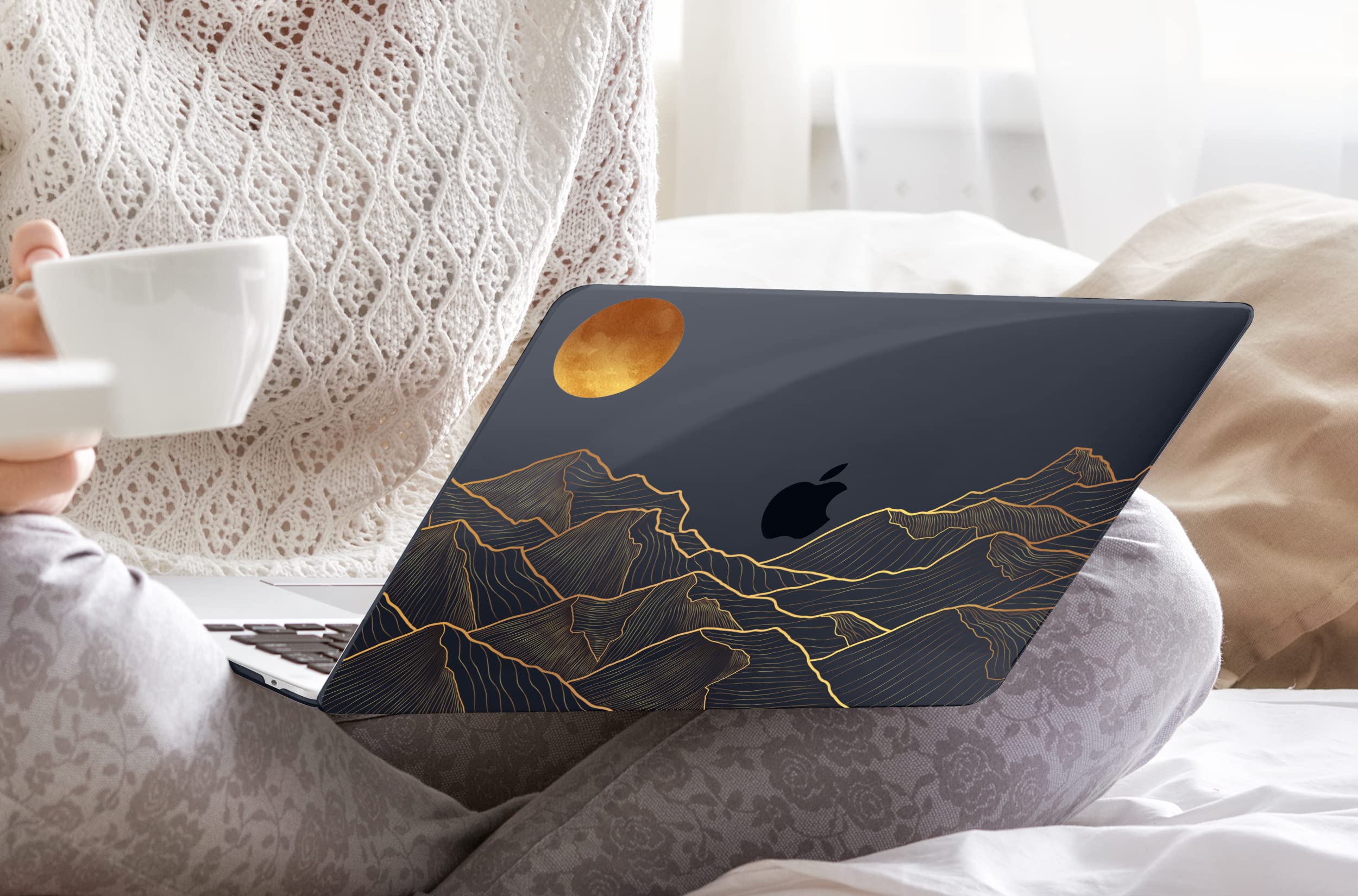 DONGKE Compatible with MacBook Air 13 inch Case 2021 2020 2019 2018 Release A2337 M1 A2179 A1932 with Retina Display Touch ID, Plastic Hard Shell & Keyboard Cover - Abstract Mountain