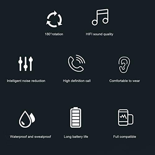 214 Wireless Bluetooth Headset,Portable Waterproof Stereo Surround Sports Headphone with HiFi Sound,Noise Cancelling,180 Degree Rotation,for Mobile Phones/Tablets PC