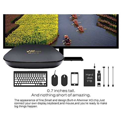 BANDQ 1 Set Mini Smart TV Box V88 TV Box Android 12 Allwinner H3 Core 2.4G WiFi 8K Set Top Box 8GB+128GB Media Player US Plug