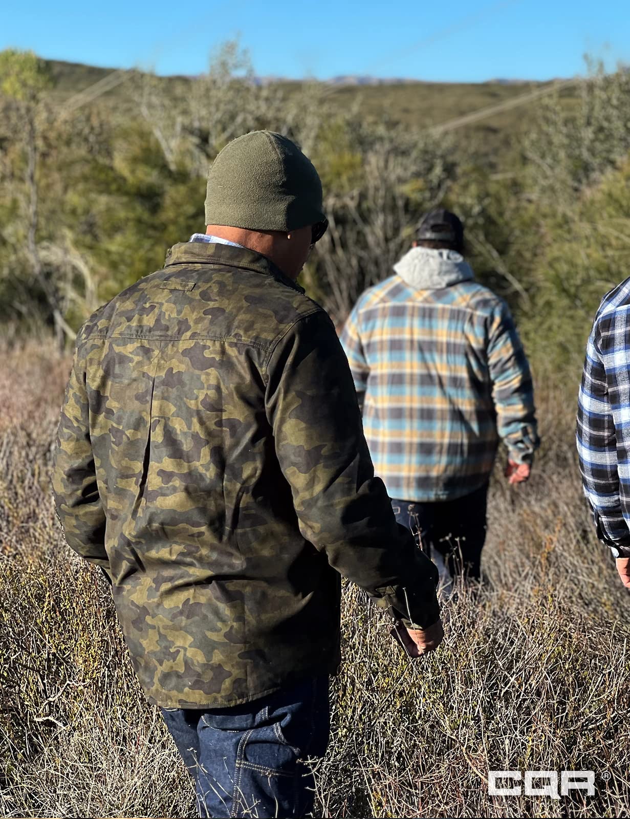 CQR Men's Flannel Lined Shirt Jackets, Long Sleeved Rugged Plaid Cotton Brushed Suede Shirt Jacket, Flannel Print Lined Camo Olive, X-Small