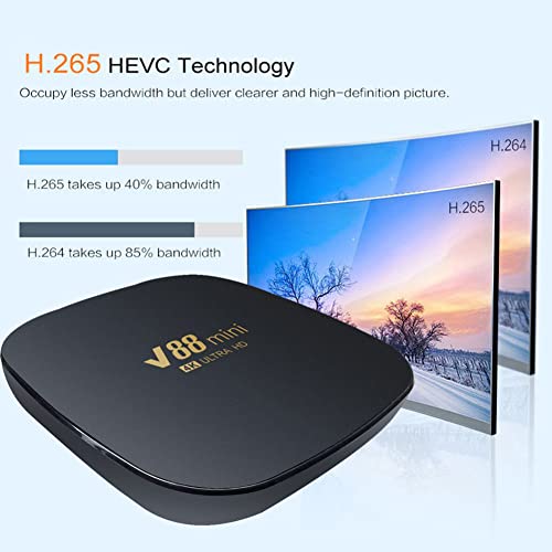 BANDQ 1 Set Mini Smart TV Box V88 TV Box Android 12 Allwinner H3 Core 2.4G WiFi 8K Set Top Box 8GB+128GB Media Player US Plug