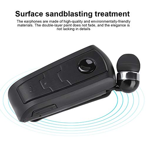 Zerone Sports Bluetooth V4.1 Headset Earpiece Retractable Handsfree Earphone in-Ear Earbuds Stereo for Business/Office/Driving (Black) for Fineblue f910