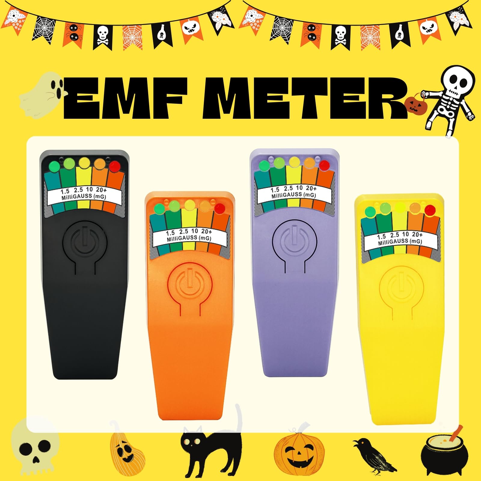 Gurtice 2 Pack Black EMF Meter Ghost Hunting Magnetic Field Detector Spirit Box Paranormal Equipment Tester 50Hz-20,000Hz