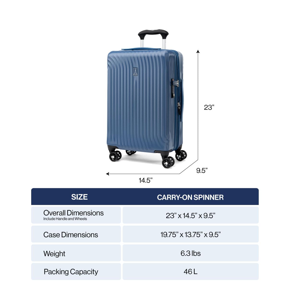 Travelpro Maxlite Air Hardside Expandable Carry on Luggage, 8 Spinner Wheels, Lightweight Hard Shell Polycarbonate Suitcase, Metallic Silver, Carry On 21-Inch