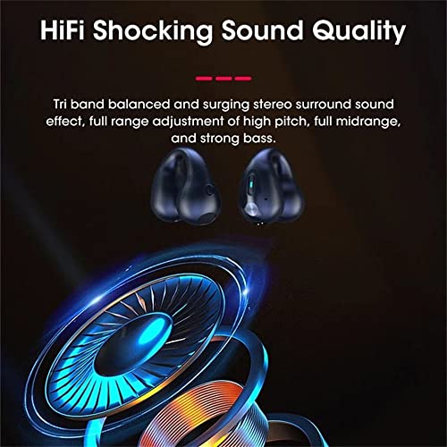 Pousbo Wireless Ear Clip Bone Conduction Headphones Bluetooth, 2023 New Mini Open Ear Headphones Wireless Bluetooth, Waterproof Sport Running Earring Earphone (New Black)