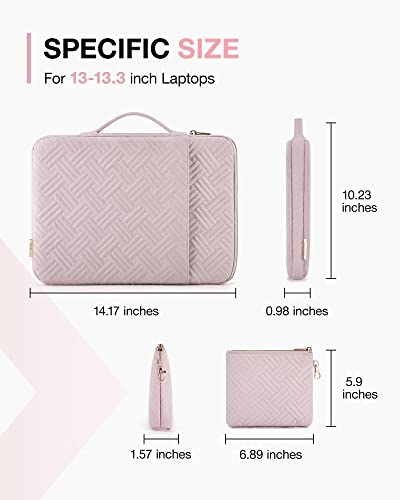 BAGSMART Laptop Sleeve Bag Compatible with MacBook Air/Pro, 13-13.3 inch Notebook, Pro 14 Inch, Air M2 13 Case Accessories Bag, Pink