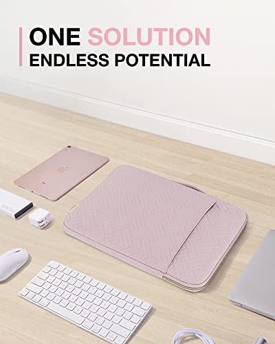BAGSMART Laptop Sleeve Bag Compatible with MacBook Air/Pro, 13-13.3 inch Notebook, Pro 14 Inch, Air M2 13 Case Accessories Bag, Pink