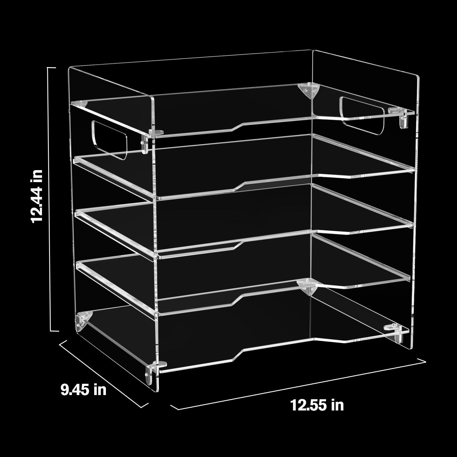 MaxGear 5-Tier Acrylic Paper Tray, Clear Desk Organizer, Stackable File Trays for Office, Acrylic Letter Tray, Paper Organizer for Desk, Office Accessories