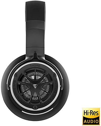 1MORE Triple Driver Over-Ear Headphones Comfortable Foldable Earphones with Hi-Res Hi-Fi Sound, Bass Driven, Tangle-Free Detachable Cable for Smartphones/Android/PC/Tablet - Silver/Titanium