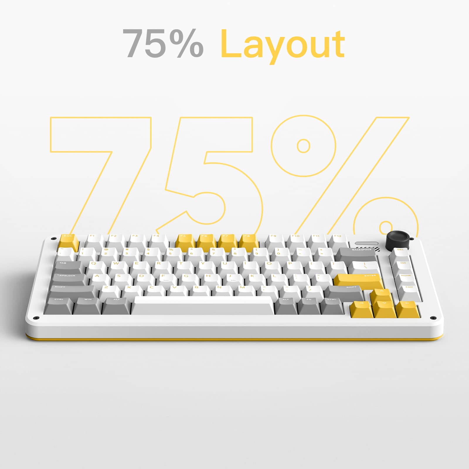 iQunix ZX75 Gravity Wave 75% RGB Mechanical Keyboard with Volume Knob, 81 Keys Hotswap Moonstone Switches Wireless Gaming Keyboard, Supports Bluetooth 5.1, 2.4GHz and Wired, for Win/Mac