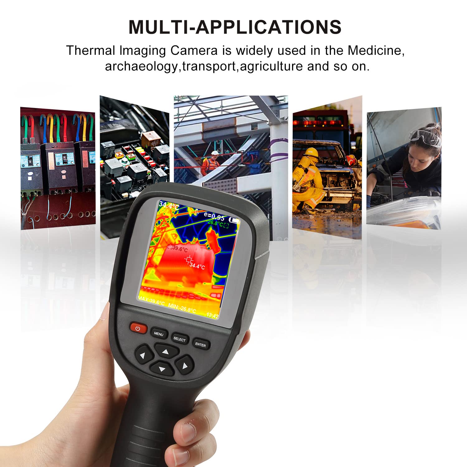256X192 Higher IR Resolution HT-18+ Handheld Thermal Camera from HTI - Newest Update, IR Resolution Improved to 256x192 with 25 HZ, 300,000 Pixels, Easy to Read 3.2" Color Display, Includes Battery