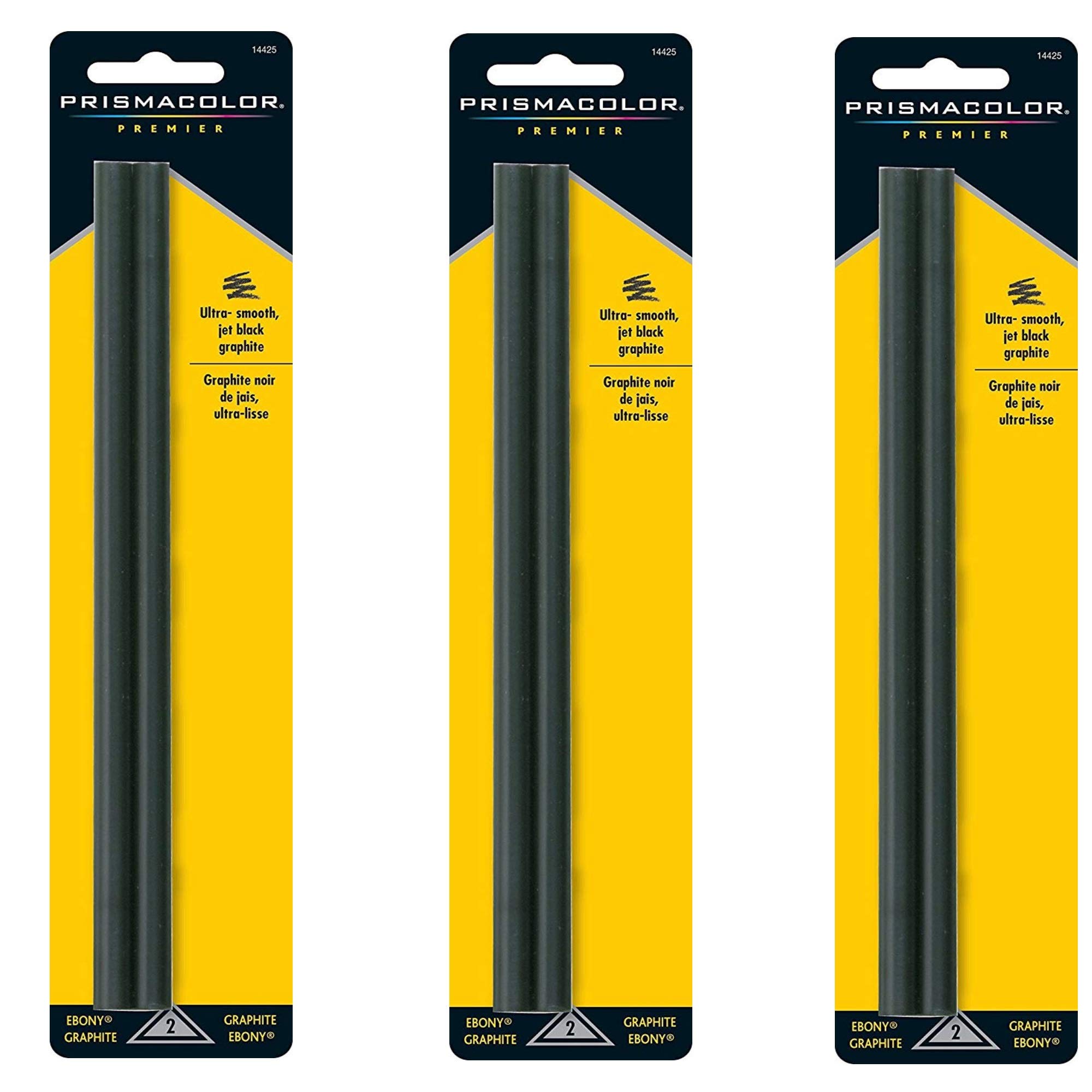 Prismacolor Ebony Graphite Drawing Pencils, Black, 2-Count, 3 PACK