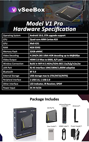 vSeeBox V1 Pro with Backlit 4GB RAM + 32GB ROM Free HIGH Speed 18GBPS HDMI 2.0/UPS 2nd Day AirĀ®