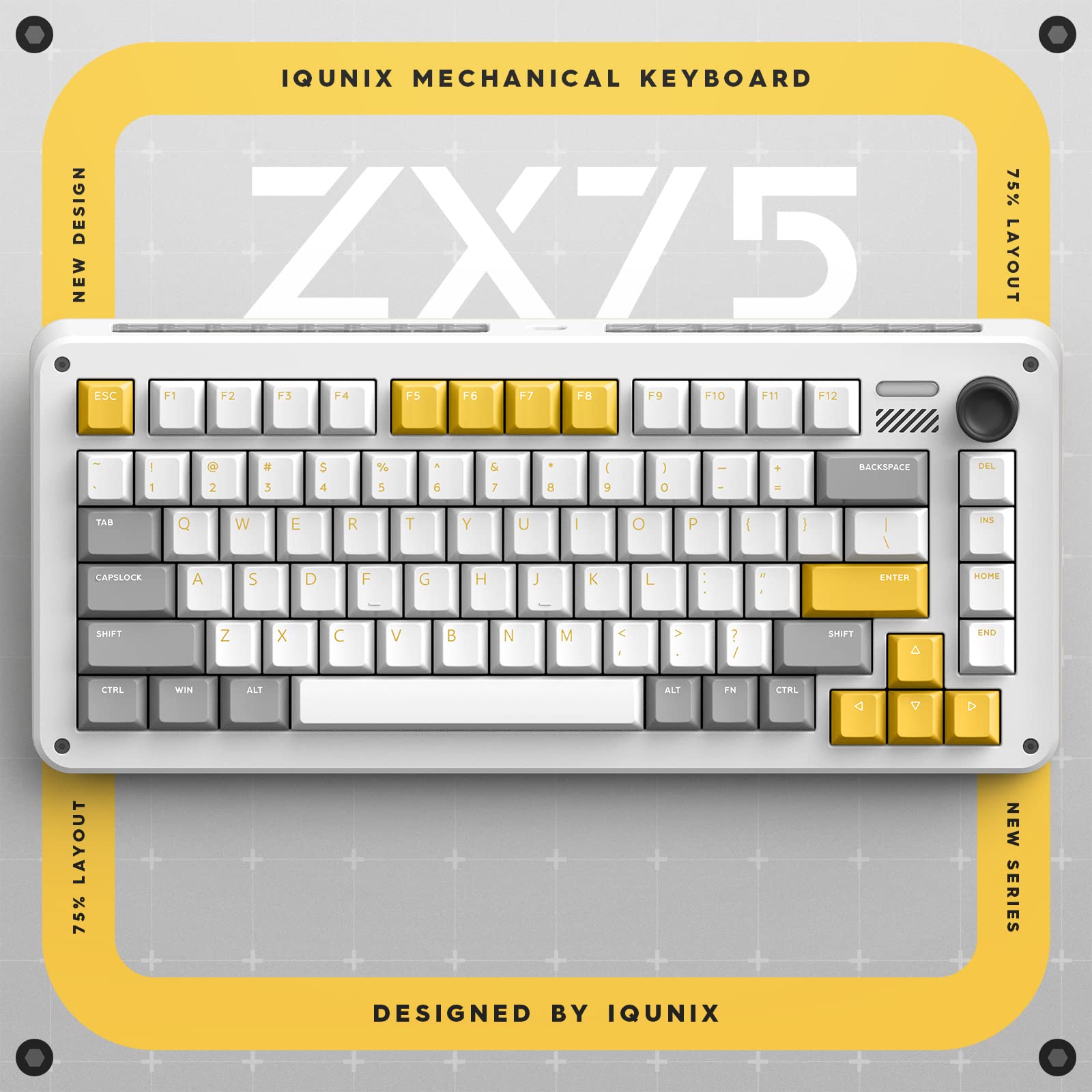 iQunix ZX75 Gravity Wave 75% RGB Mechanical Keyboard with Volume Knob, 81 Keys Hotswap Moonstone Switches Wireless Gaming Keyboard, Supports Bluetooth 5.1, 2.4GHz and Wired, for Win/Mac