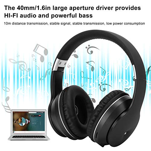 Wireless Headphone, Bluetooth v5.0 Foldable Portable HiFi Noise Cancelling Earphone, Gift with Mic Hands-Free Call & TF Card Function, Over-Ear Headset for Gaming/Learning/Sports(Silver)
