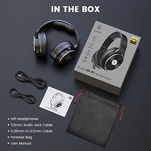 OneOdio Wired Headphones - Over Ear Headphones with Noise Isolation Dual Jack Professional Studio Monitor & Mixing Recording Headphones for Guitar Amp Drum Keyboard Podcast PC Computer