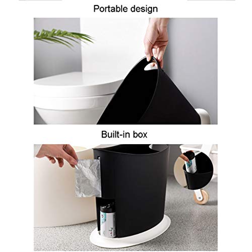 ZHANGJINYISHOP2016 Trash Garbage Can Double-Layer Trash Can, 10L Plastic Fashion Office Waste Paper Basket with Sturdy Plastic Liner, Oval Shape Trash Can Waste Bin (Color : White)