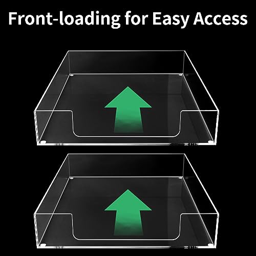 2 Pack Paper Tray Acrylic Desk Organizer Letter Trays Desk Tray Document Tray File Holder Tray Plastic Inbox Tray for Acrylic Desk Accessories-Magazines-Notebooks-Folders-Stationery,Clear Supports