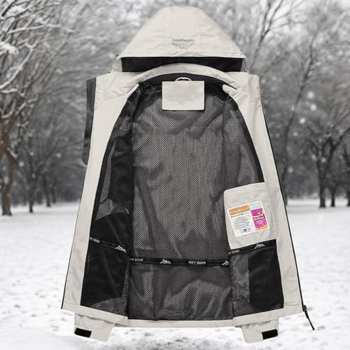 HVECZIXP Men's Women's Waterproof Lightweight Rain Jacket With Hood Zipper Trench Outdoor Windproof Jacket For Hiking Travel